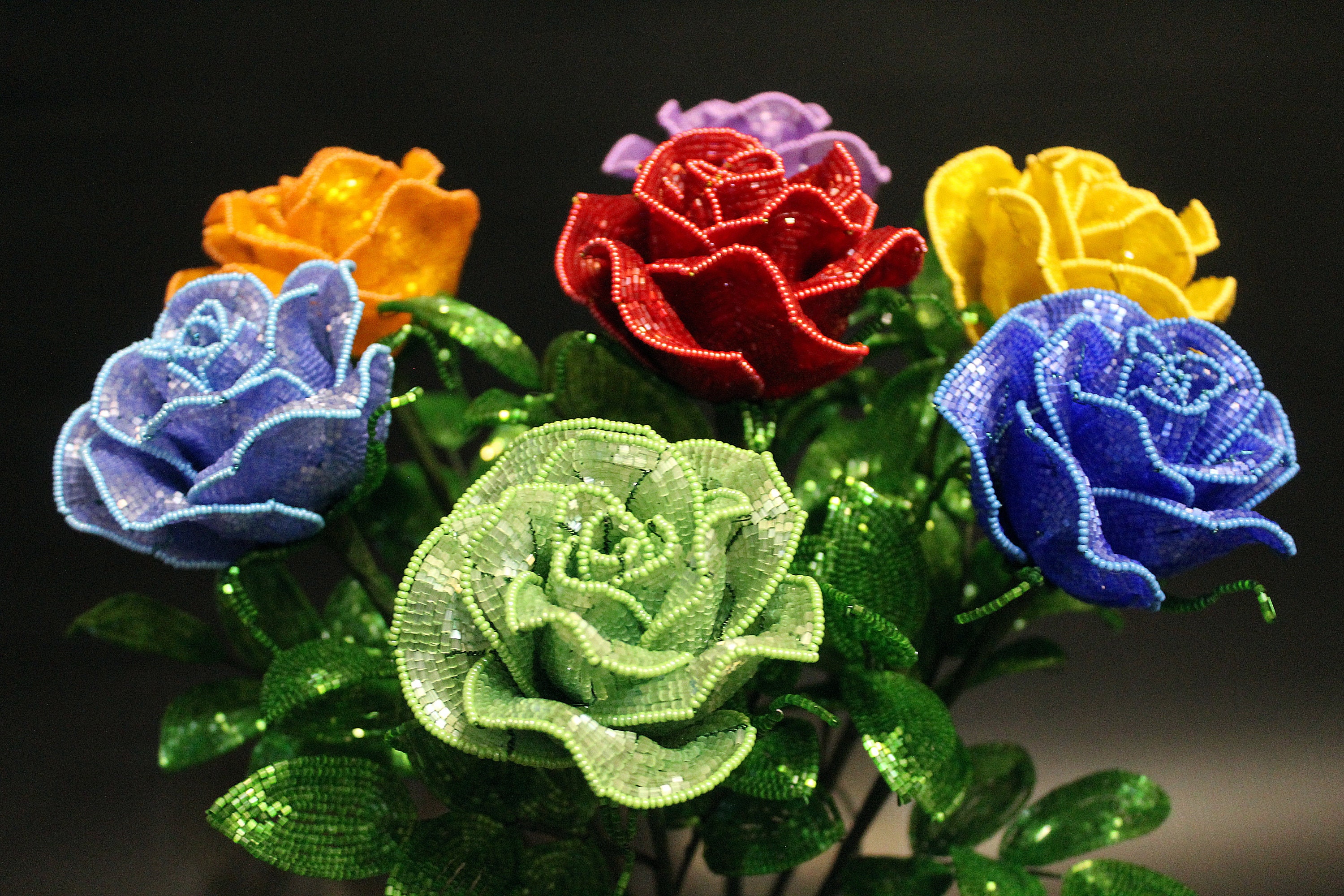 Rainbow Roses Beaded Roses French Beaded Flowers Lgbt - Etsy