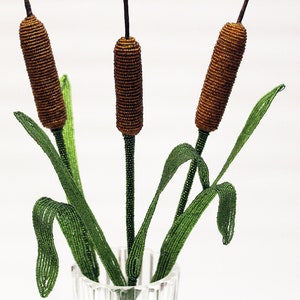 Set of 3 Reeds, Reeds Stalks, Reeds, French Beaded Flower, Beaded ...