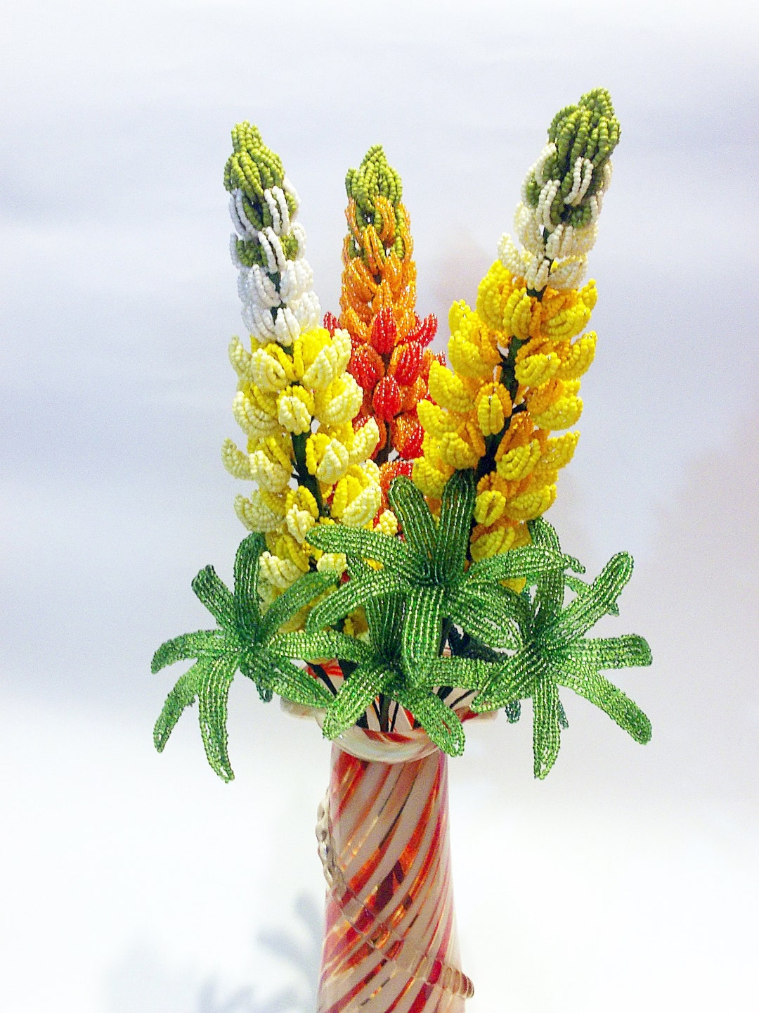 Set of 3 Lupins, Lupine From Beads, Flowers From Beads, Beaded Flowers ...