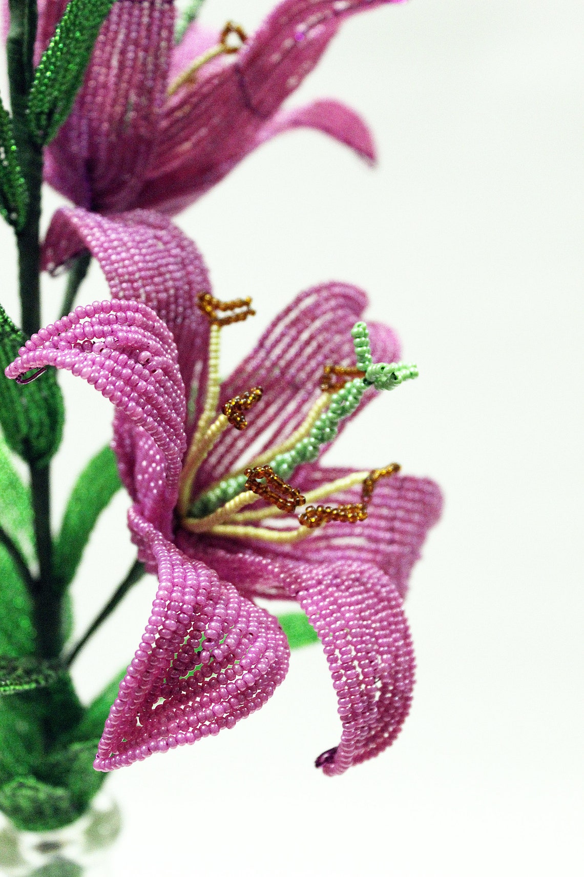 Pink Lily French Beaded Flower Beaded Lily Lily Branch - Etsy