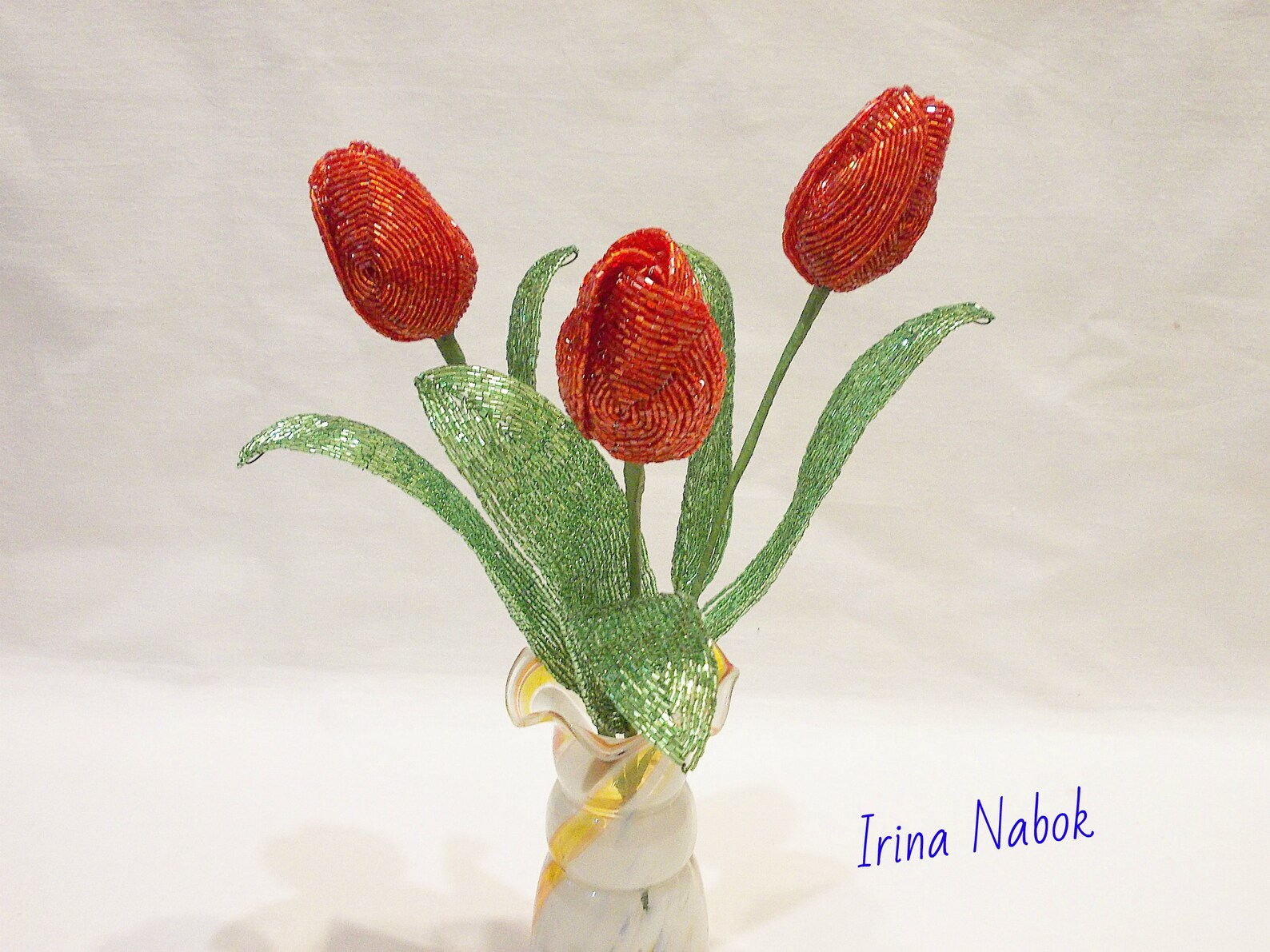Bouquet of Tulips, Set of 3 Tulips, Beaded Tulip, Tulips From Beads ...
