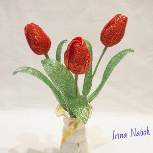 Bouquet of Tulips, Set of 3 Tulips, Beaded Tulip, Tulips From Beads ...