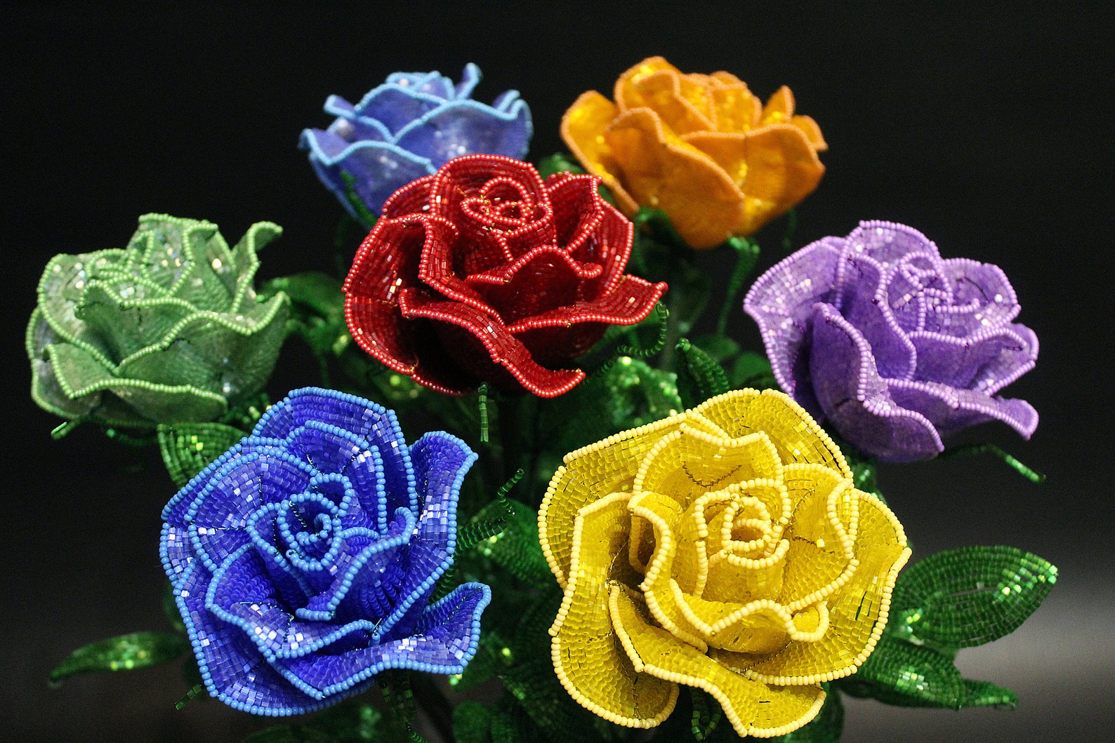 Rainbow Roses Beaded Roses French Beaded Flowers Lgbt - Etsy