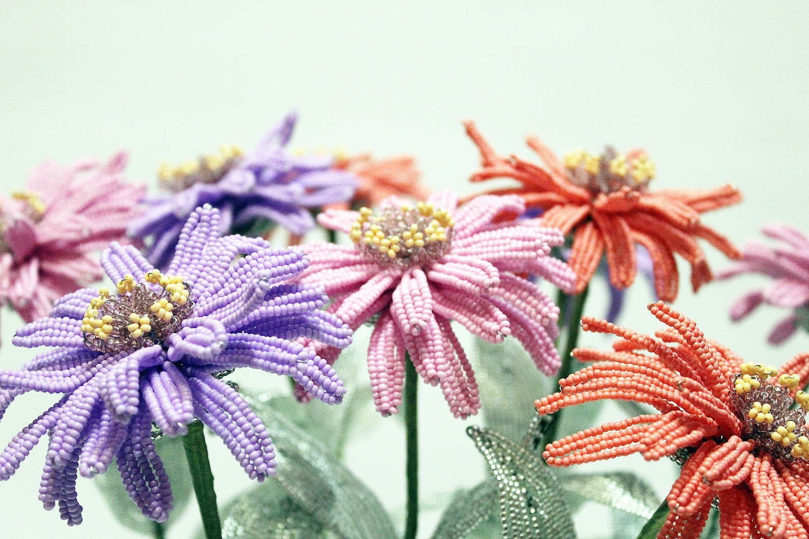 Set of 9 Zinnia Stems French Beaded Flower Beaded Flower - Etsy