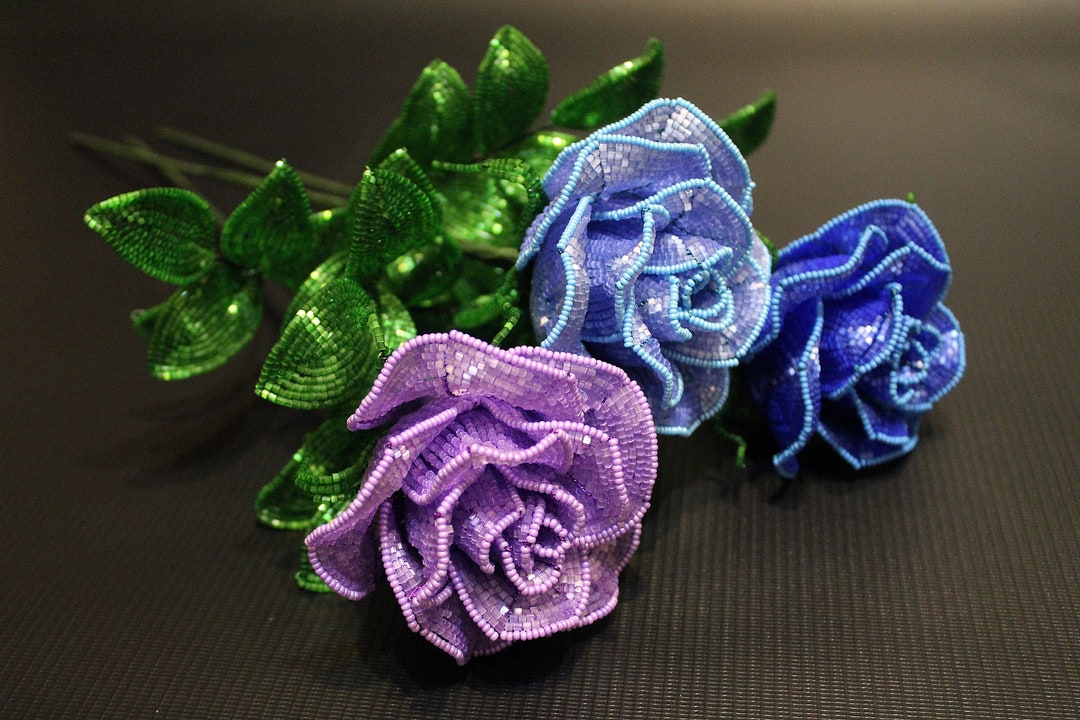 Beaded Flowers, French Beaded Flowers, Beaded Bouquet, Rose Bouquet ...