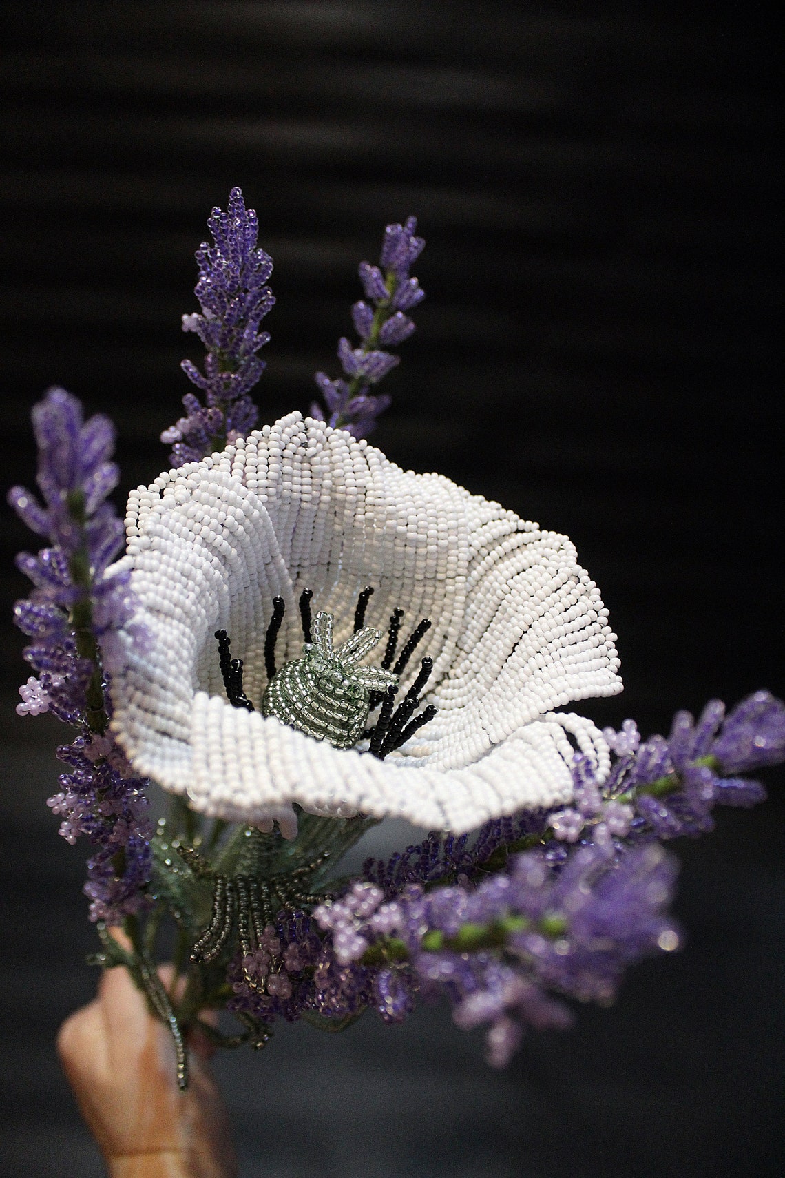 Lavender poppy bouquet lavender stems poppy stalk set of 7 | Etsy