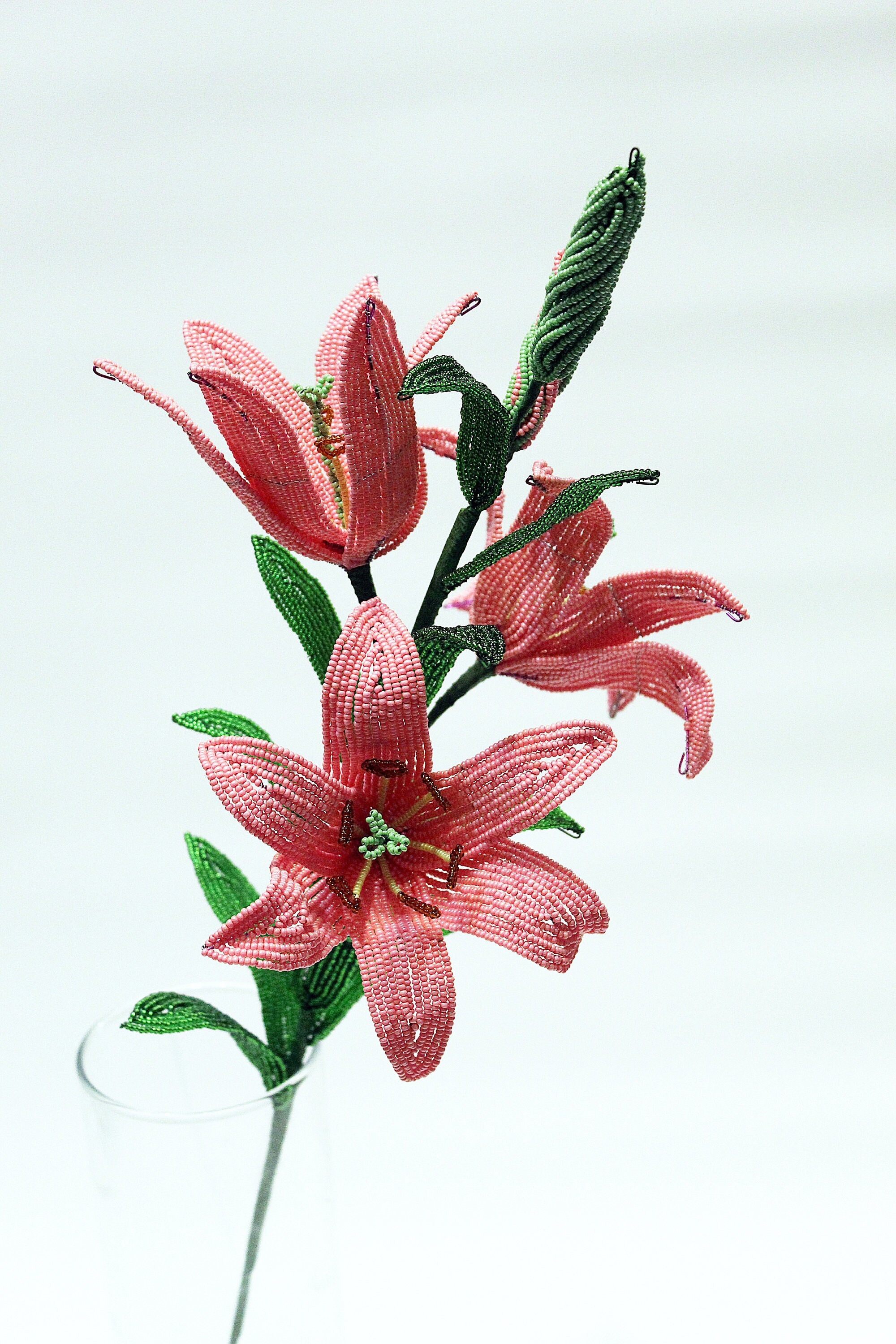 Bouquet of 3 Branches of Lilies French Beaded Flower Beaded - Etsy