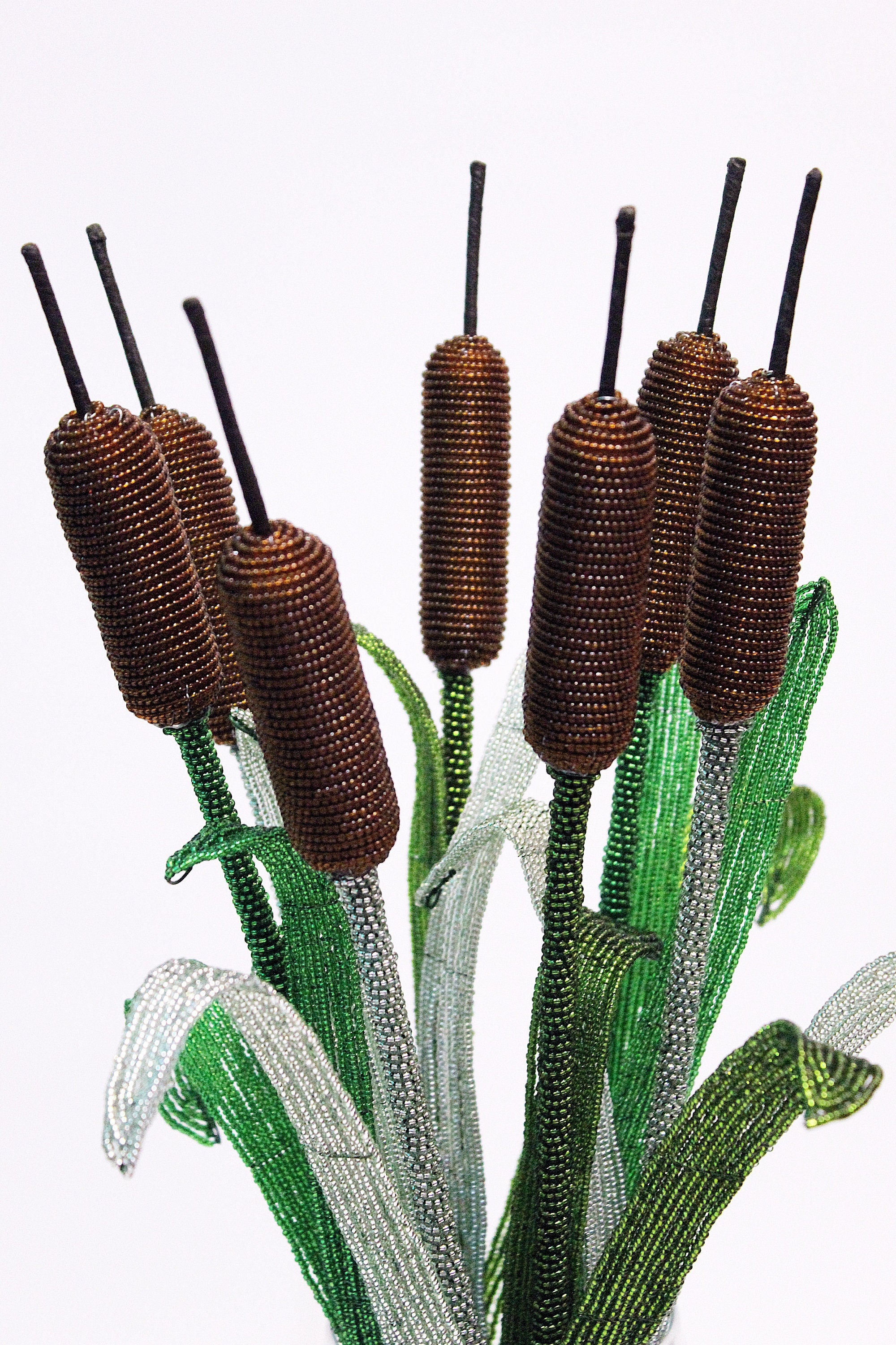 Beaded Cattail Reed Cattail Beaded Reed Beaded Flowers | Etsy