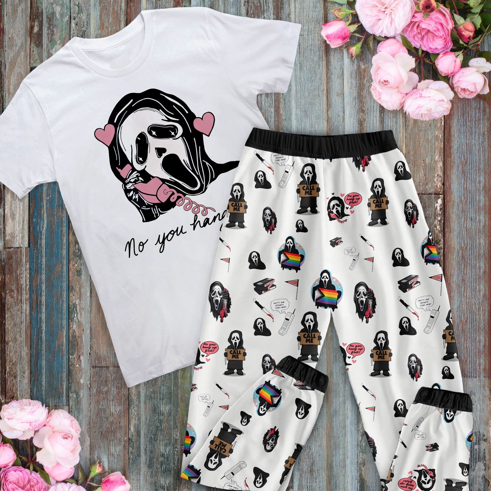 No Hang up Ghost Face Halloween Pjs Ghost Face Pajamas PNG - Etsy Australia