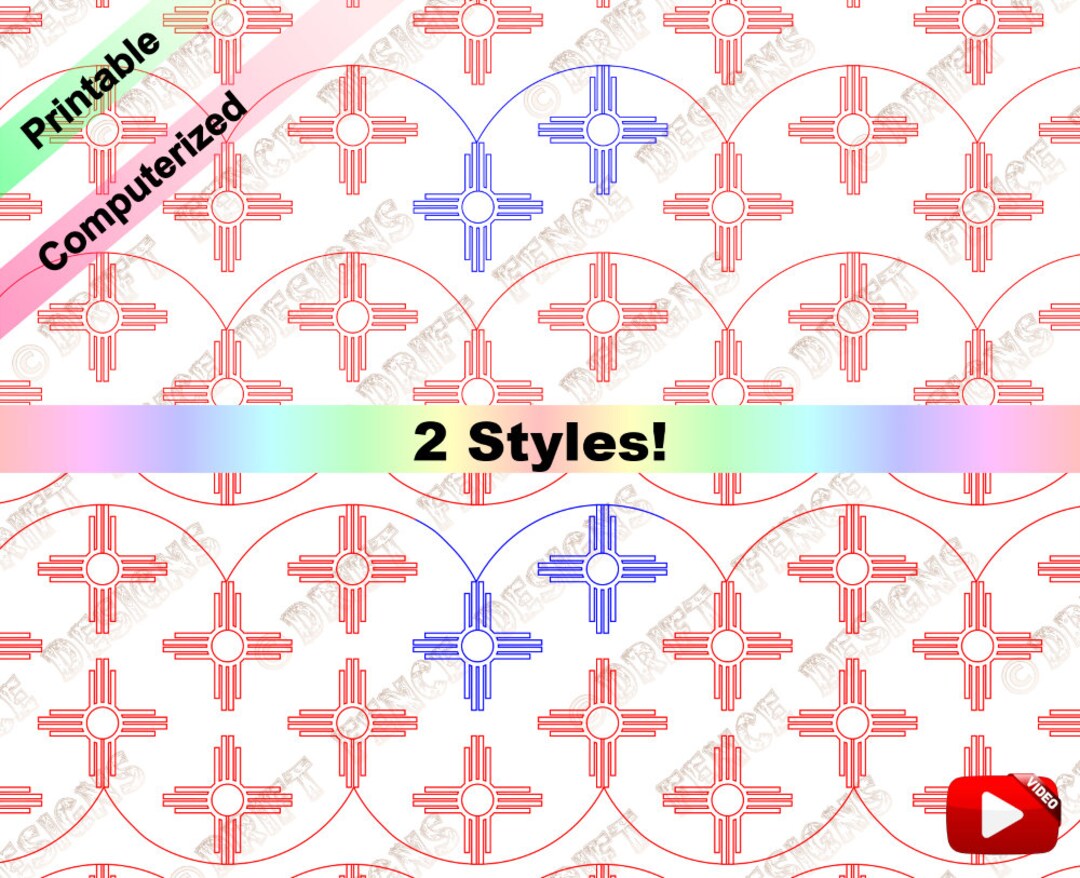 Zia Sun Symbol Continuous Line, Edge to Edge Pantograph for Quilting ...