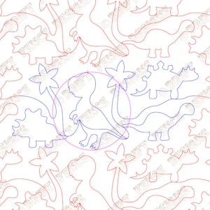 Dino Delight. A Continuous Line, Edge to Edge Pantograph of Dinosaurs ...