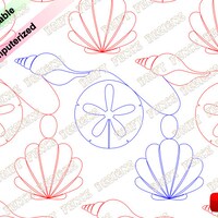 Seashells Quilting Embroidery Design. Edge to Edge Sea Shell Machine ...