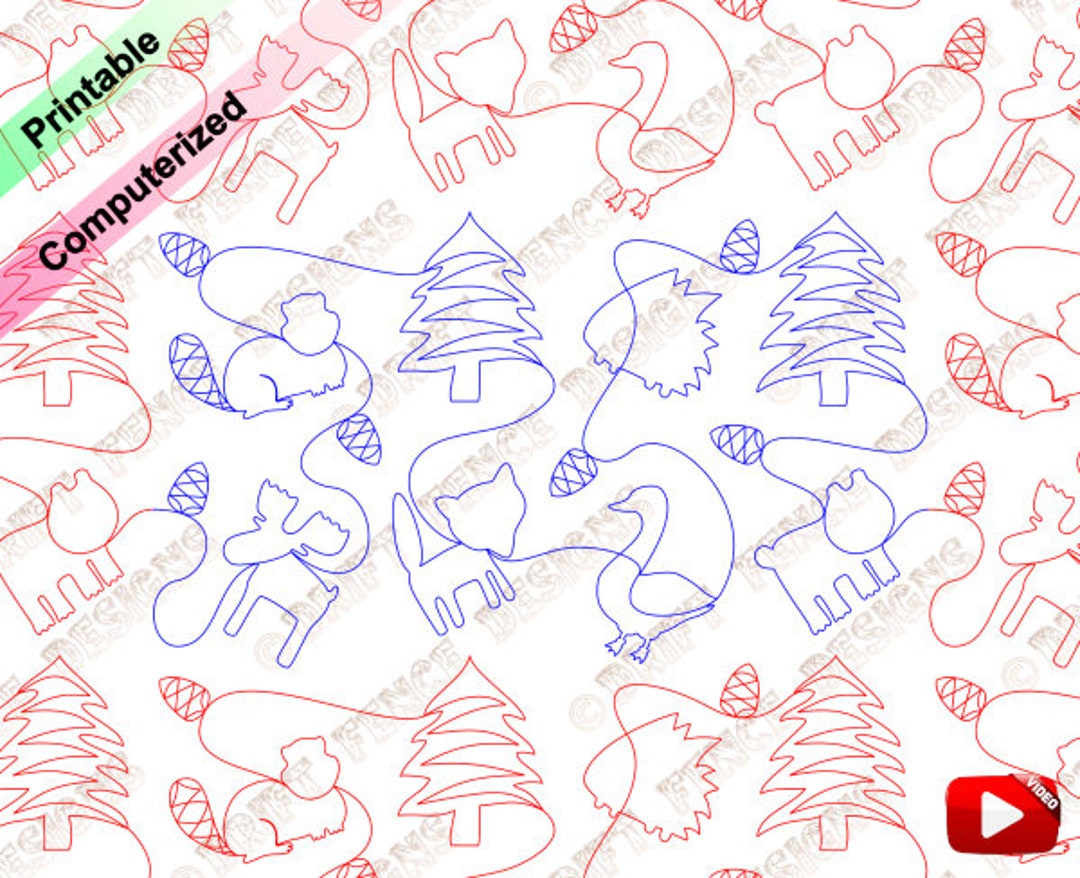 Canadian Critters Continuous Line, Edge to Edge Pantograph for Quilting ...