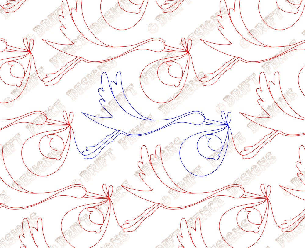 Stork and Baby in a Continuous Line Edge to Edge Pantograph - Etsy