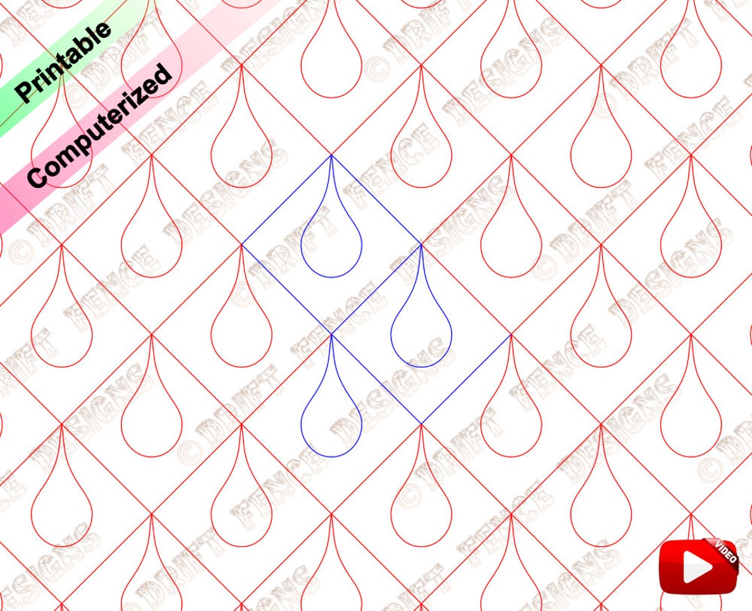 Diamond Raindrops in a Continuous Line, Edge to Edge Pantograph for ...