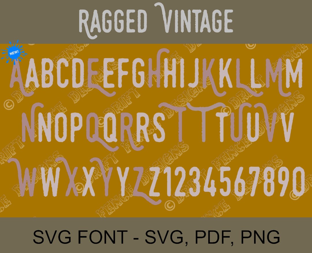 Ragged Vintage SVG Alphabet Font for Cricut Silhouette - Etsy