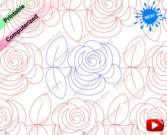 Mom's Rose Continous Line Edge to Edge Pantograph for | Etsy