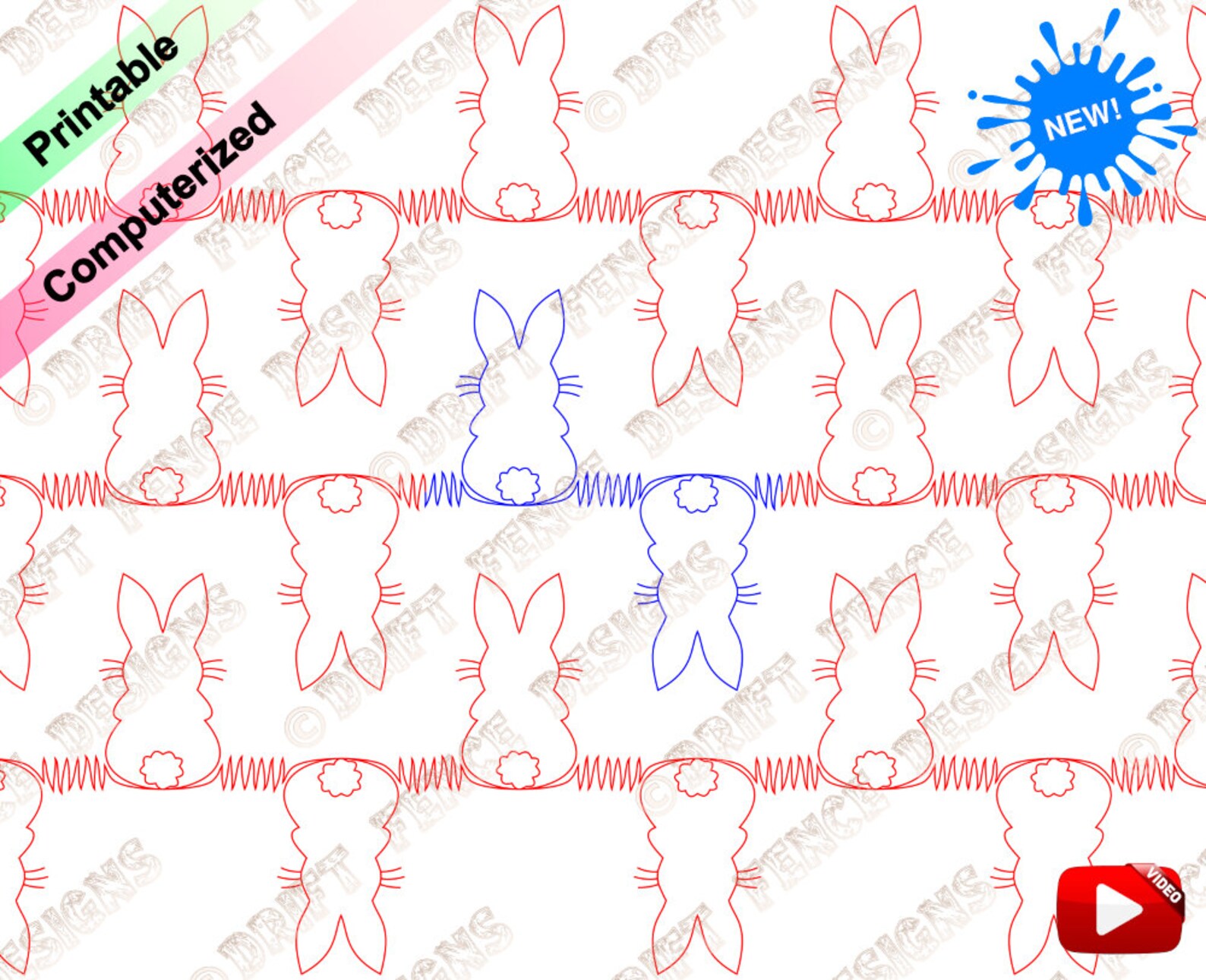 Bunny Tails. A Continuous Line of Rabbits in Grass for an Edge - Etsy