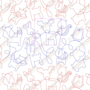 Forest Friends Continuous Line, Edge to Edge Pantograph for Quilting ...