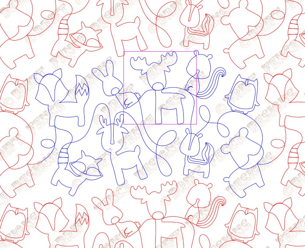 Forest Friends Continuous Line, Edge to Edge Pantograph for Quilting ...