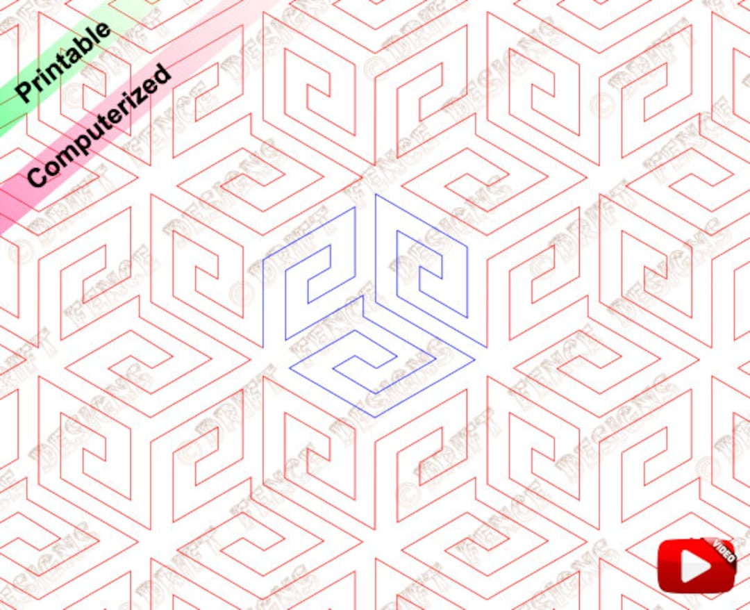 3D Greek Meander Continuous Line, Edge to Edge Pantograph for Quilting. - Etsy
