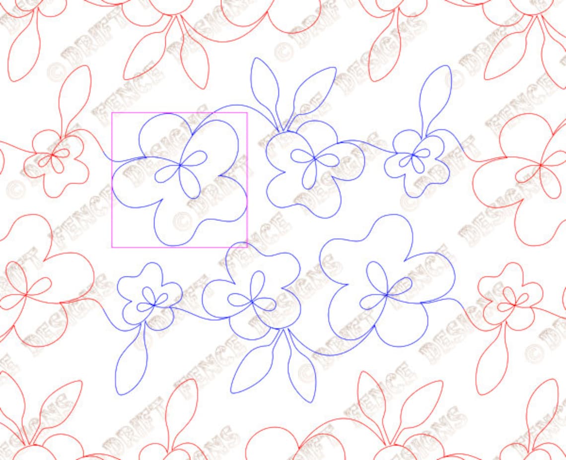 Pansies Continuous Line, Edge to Edge Pantograph for Quilting. - Etsy