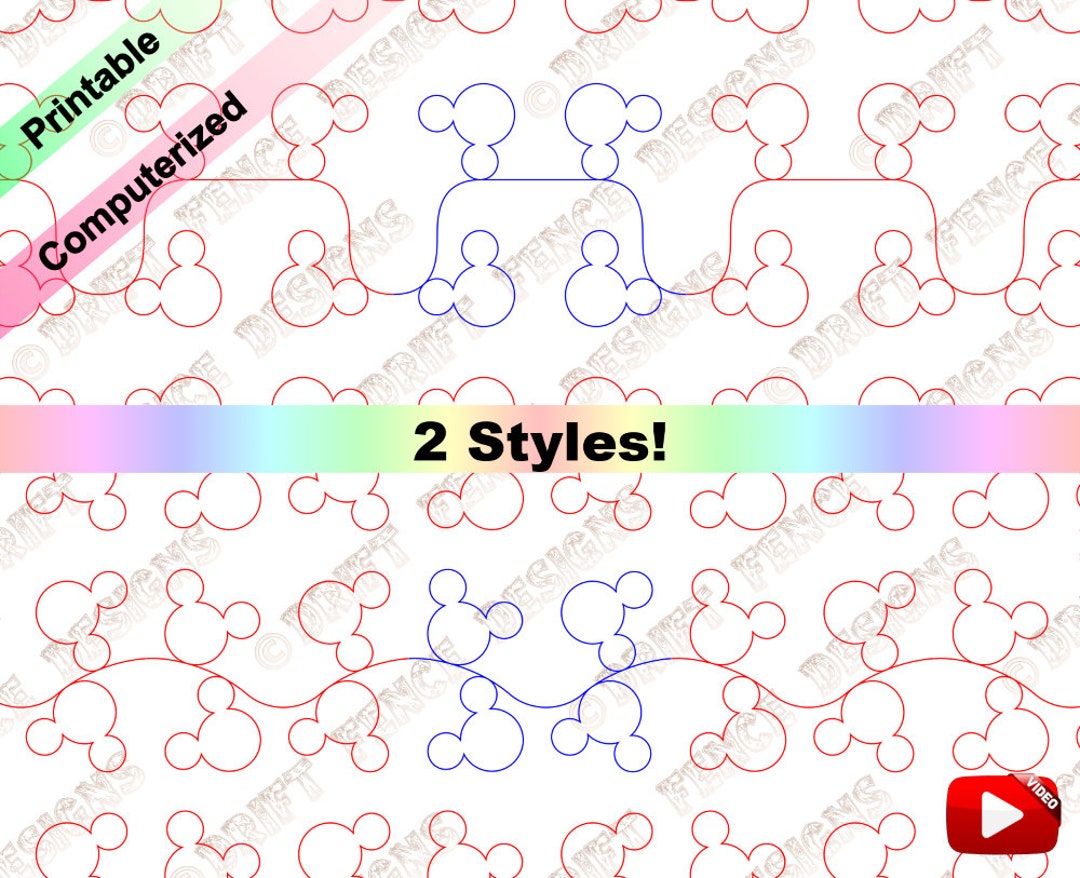 Mouse Ears Quartet Continuous Line, Edge to Edge Pantograph for ...