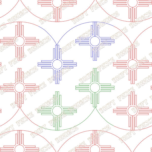 Zia Sun Symbol Continuous Line, Edge to Edge Pantograph for Quilting ...