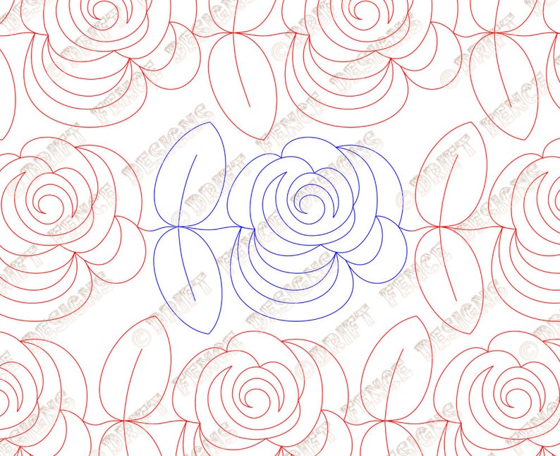Mom's Rose Continous Line, Edge to Edge Pantograph for Quilting. - Etsy