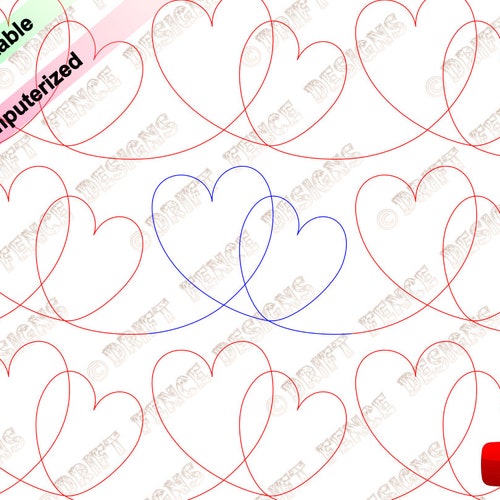 Hearts Loops Continous Line Edge to Edge Pantograph for - Etsy