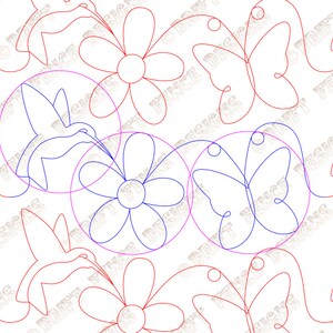 Hummingbird, Flower, and Butterfly in a Continuous Line, Edge to Edge ...
