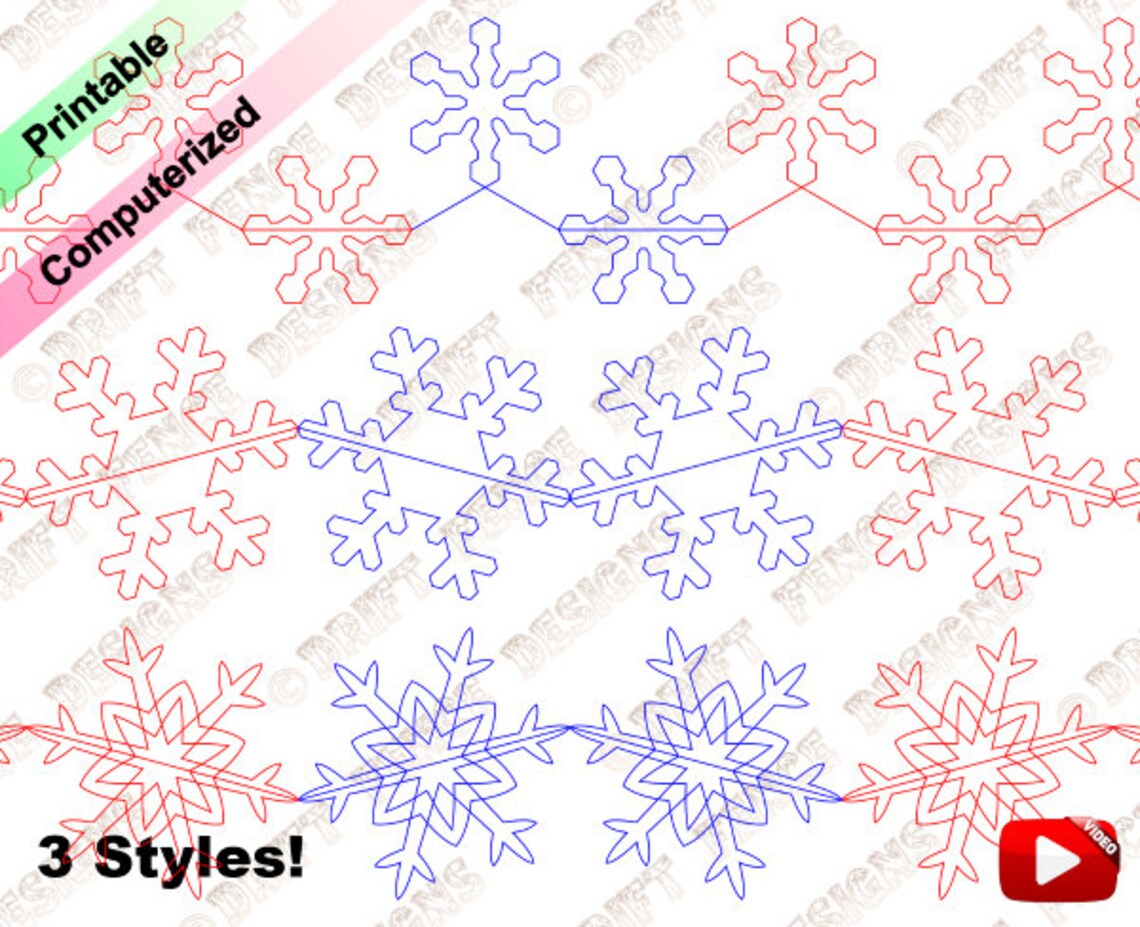 Snowflakes. Continuous Line Edge to Edge Pantographs for - Etsy