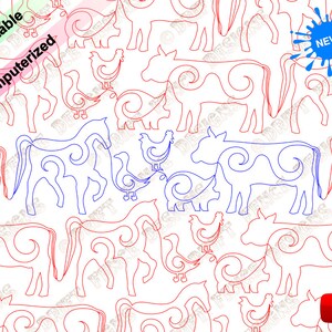 Barnyard Swirl Continuous Line, Edge to Edge Pantograph for Quilting ...