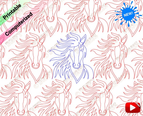 Long Maned Mare Continuous Line Edge to Edge Pantograph for - Etsy