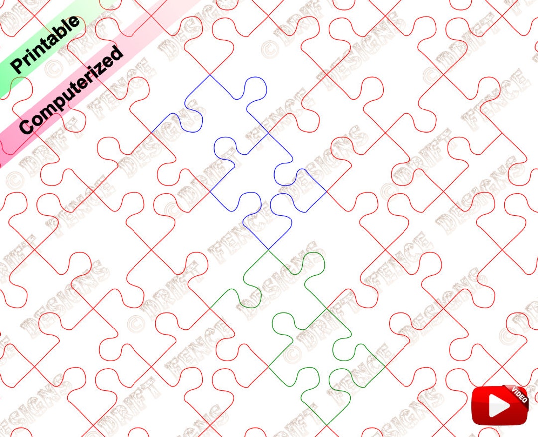 Jigsaw Continuous Line, Edge to Edge Pantograph for Quilting. - Etsy