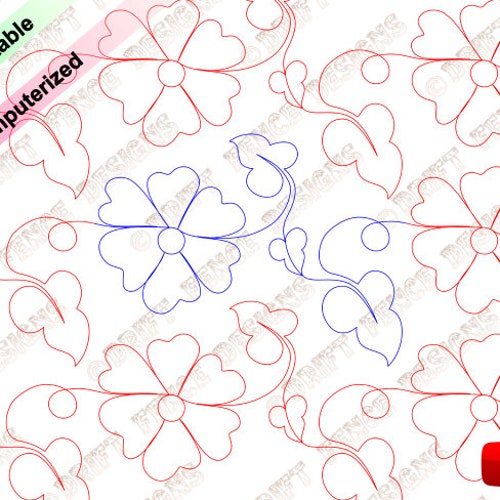Daisy and Heart Continuous Line Edge to Edge Pantograph for - Etsy