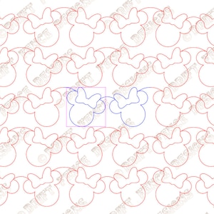 Mouse Ears With Bows V2 Continuous Line, Edge to Edge Pantograph for ...