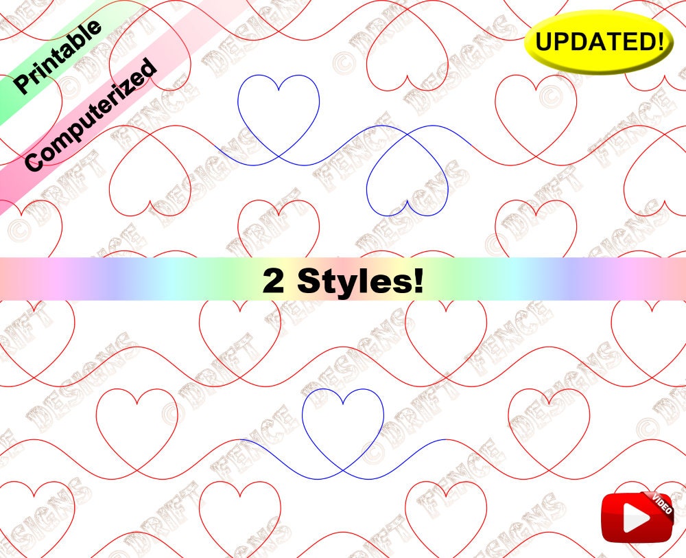 Wavy Hearts Collection of Continuous Line Edge to Edge - Etsy