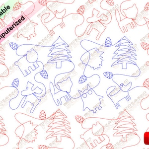 Woodland Animals Continuous Line, Edge to Edge Pantograph for Quilting ...