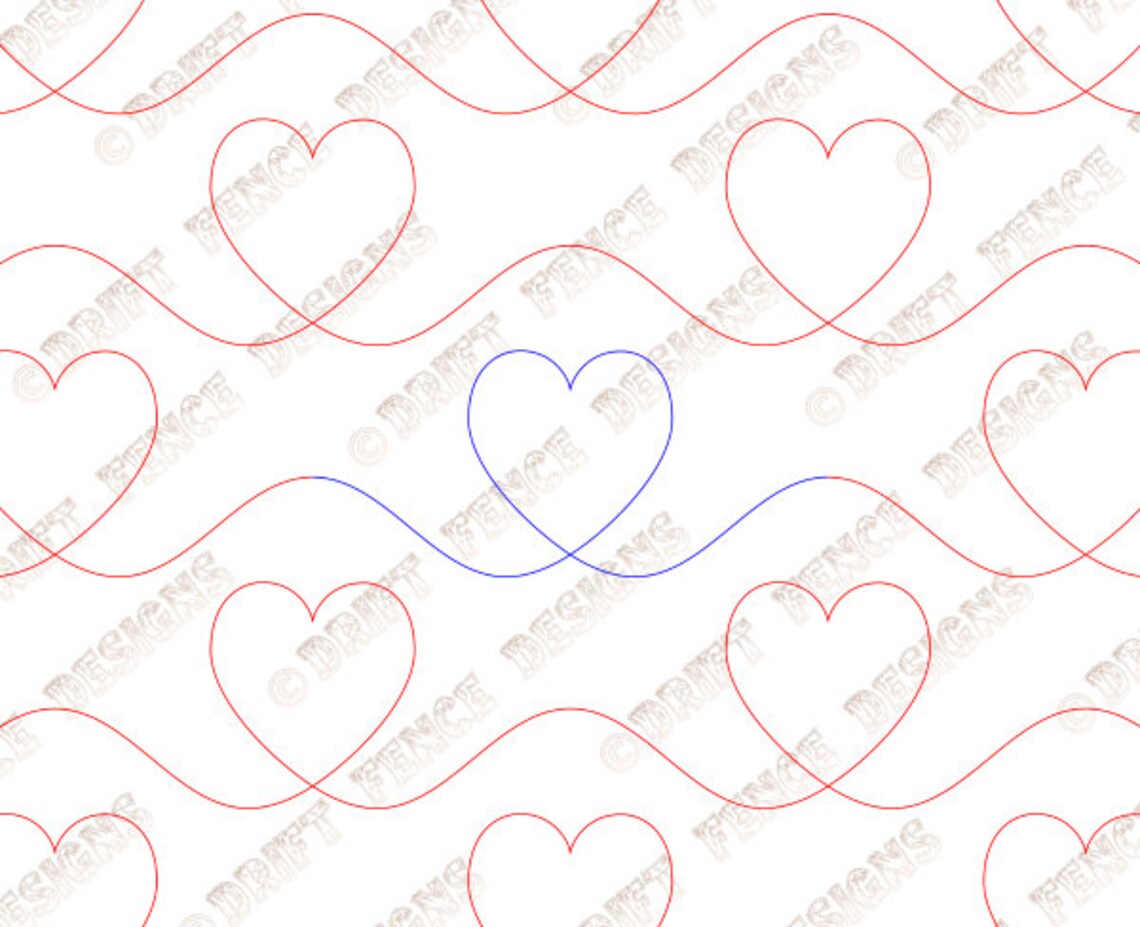Wavy Hearts Collection of Continuous Line Edge to Edge - Etsy
