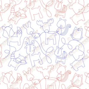 Forest Friends Continuous Line, Edge to Edge Pantograph for Quilting ...