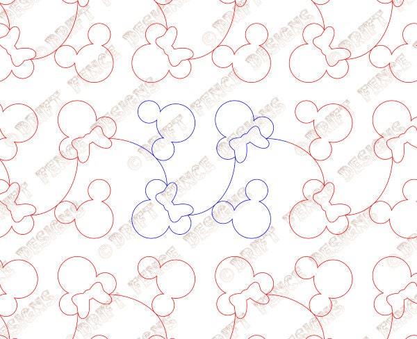 Mouse Ears With Bows Continuous Line Edge to Edge Pantograph - Etsy Ireland