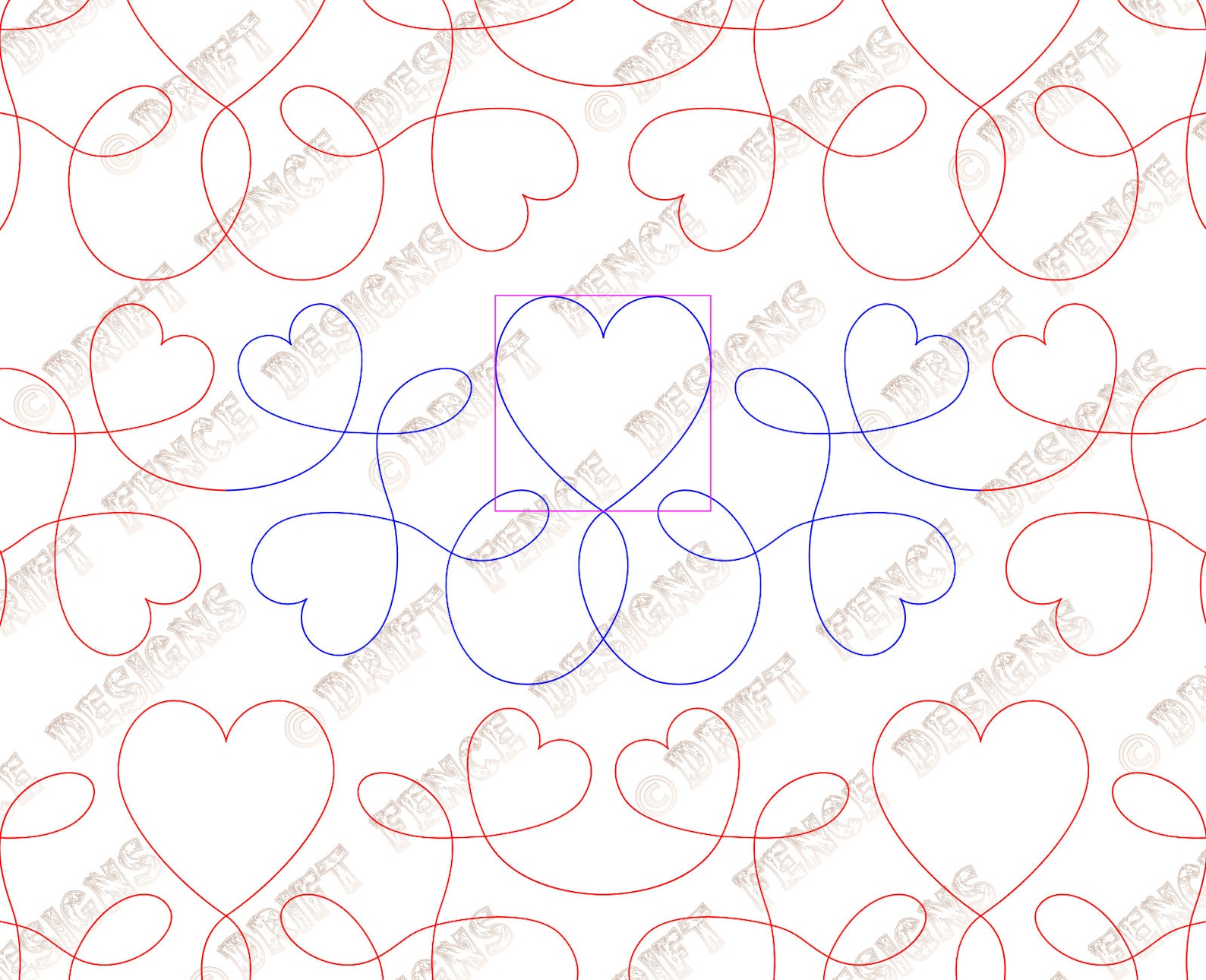 Hearts Loops Continous Line, Edge to Edge Pantograph for Quilting. - Etsy