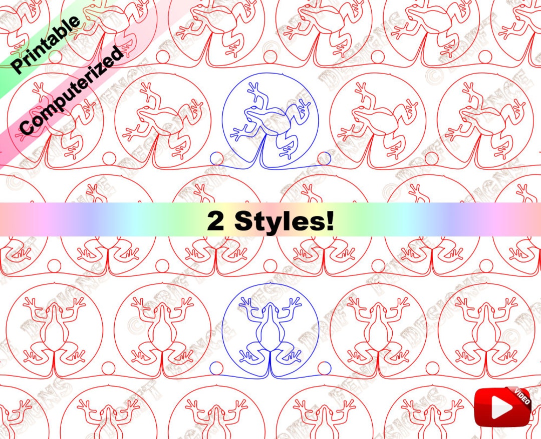 Frog on Lilypad Continuous Line, Edge to Edge Pantograph for Quilting ...