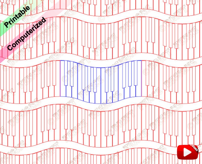 Wavy Piano Keys Continuous Line, Edge to Edge Pantograph for Quilting ...
