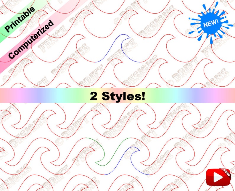 Ocean Waves in a Continuous Line Edge to Edge Pantograph for - Etsy