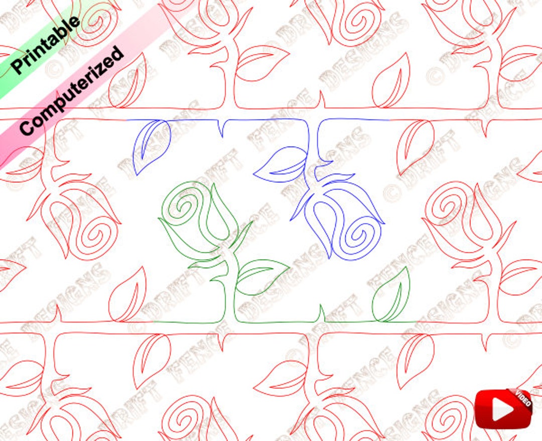 Rows of Roses. Continuous Line, Edge to Edge Pantograph for Quilting ...