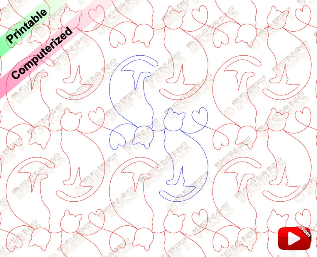 Cat Lovers. A Continuous Line of Cats and Hearts in an Edge to Edge ...