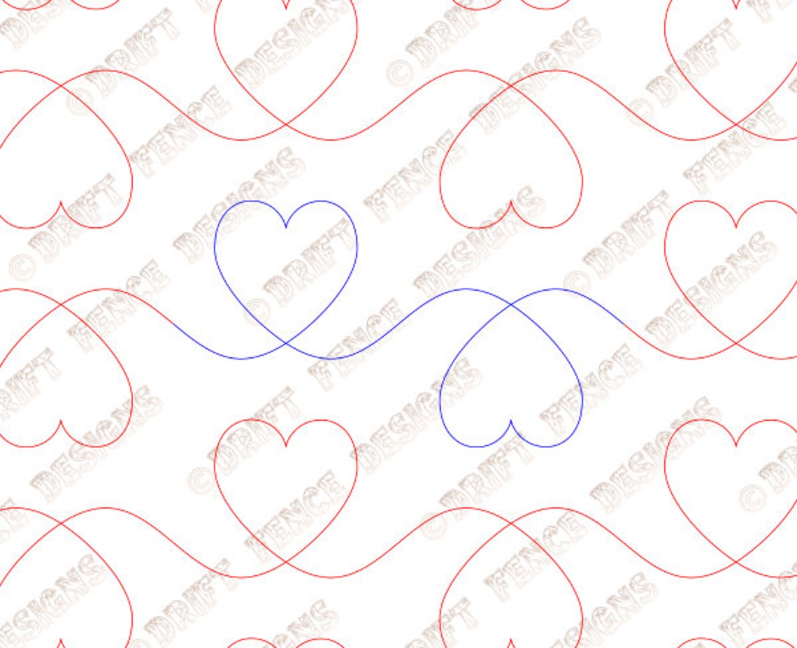 Wavy Hearts Collection of Continuous Line Edge to Edge - Etsy