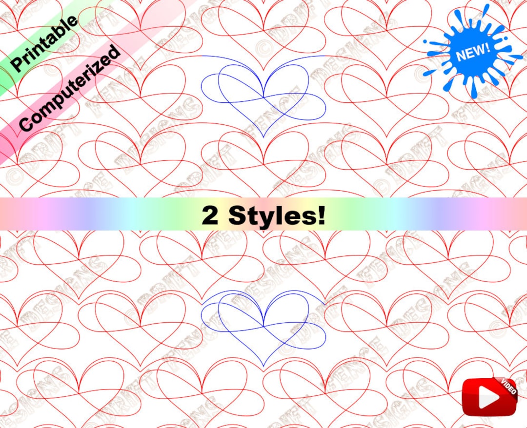 Infinity Hearts Collection of Continuous Line, Edge to Edge Pantographs ...